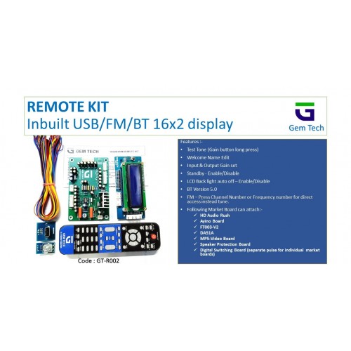 5.1 REMOTE KIT INBUILT USB/FM/BT 16X2 DISPLAY - GEM TECH